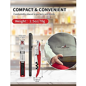 CORKAS Wine Key - Professional Handcrafted Heavy Duty Waiter Corkscrew, Compact Wine Opener with Double Hinged, Foil Cutter and Bottle Opener, Gifts for Servers, Sommelier, Bartenders - Red