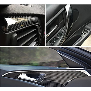 Carbon Fiber Vinyl Wrap 10ft x 1ft Self Adhesive Film, Black Vinyl Wrap Bubble Free with Air Release Technology, Perfect for Cars DIY Exterior Interior Protection (Black Carbon Fiber, 10ft x 1ft)