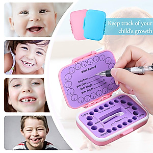 2 Pieces Baby Keepsake Tooth Box PP Baby Teeth Storage Holder Fairy Tooth Boxes Saver First Tooth Collection Container for Boys and Girls (Pink with Purple, Blue)