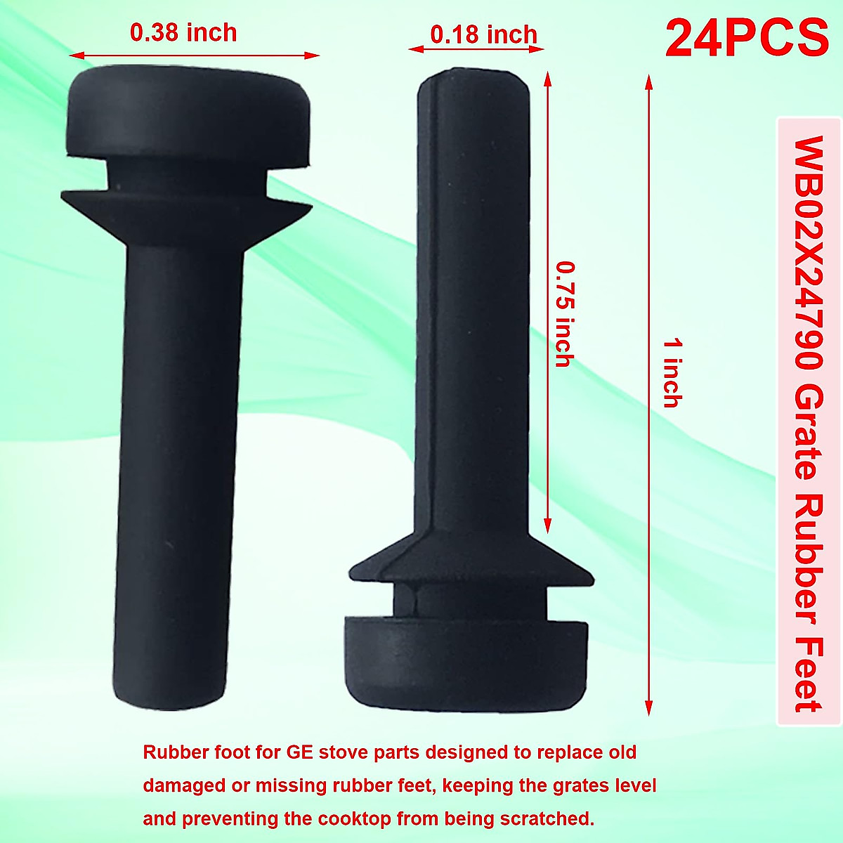 PETIT MANON 24 Pack WB02X24790 Grate Rubber Feet for GE Gas Stove Top Range Grate Feet Rubber Pads, Rubber Feet GE Stove Parts Replacement Cooktop Range Burner Grate Rubber Feet Kit