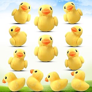 Skylety 12 Pieces Stuffed Duck Plush Yellow Duck Stuffed Animal 4 Inches Duck Plush Soft Toy Small Duck Playset for Boys and Girls Room Sofa Birthday Baby Shower Duck Theme Party Decoration