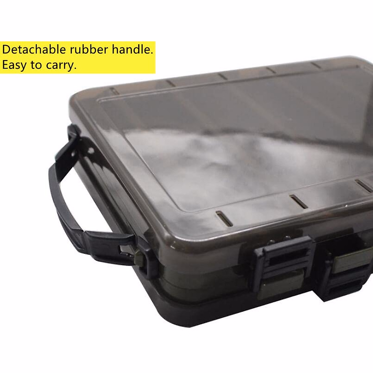 Double-Sided Fishing Lure Hook Tackle Box Visible Hard Plastic Clear Fishing Lure Bait Squid Jig Minnows Hooks Accessory Storage Case Container (Orange-10Slots)