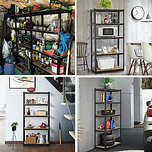 63" Storage Metal Shelving Unit, 4 Tier Heavy Duty Adjustable Steel Garage Storage Rack, Bolt-Free Assembly Multi-Use Utility Shelf with Durable MDF Boards for Office Garage Kitchen Warehouse, Black