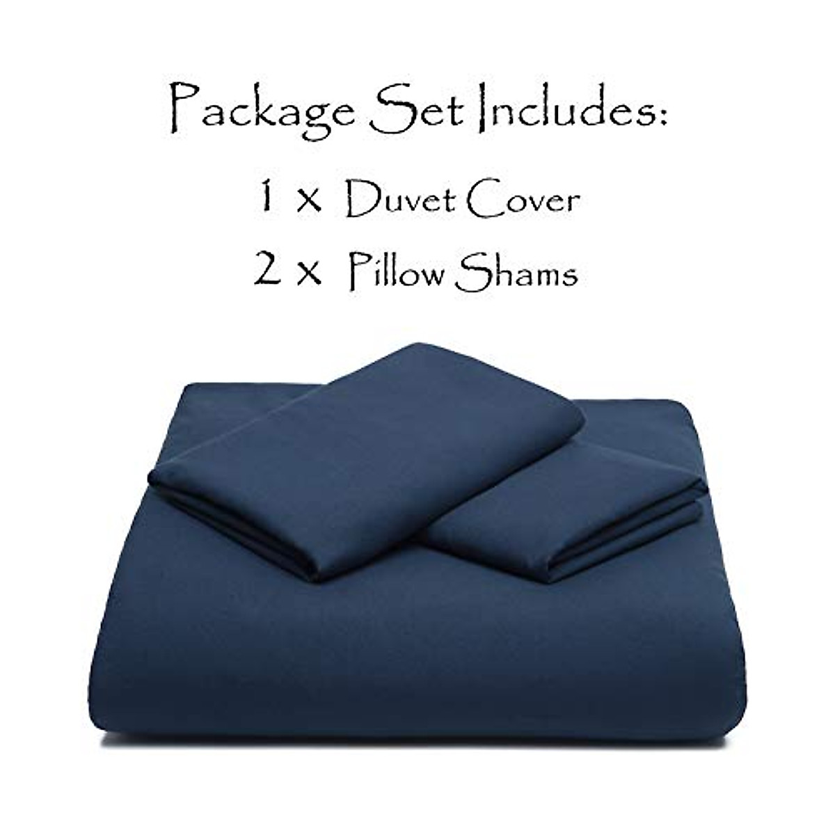 Chanasya Solid Duvet Cover Set - Duvet Cover (90” x 90”) & 2 Pillow Shams (20” x 26”) - 3-Piece Set - Midnight Blue, Queen Size