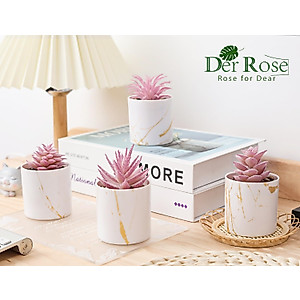 Der Rose 4 Packs Fake Plants Artificial Plants Indoor for Home Office Desk Accessories for Women