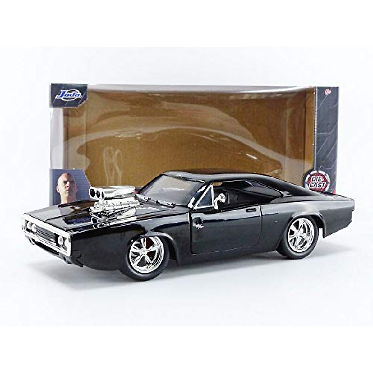 Jada Toys Fast & Furious 1:24 Dom's 1970 Dodge Charger R/T Die-cast Car Bare Metal, Toys for Kids and Adults, Black