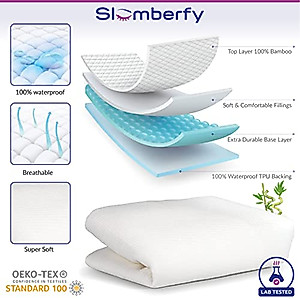 Mini Crib Mattress Protector by Slumberfy, Waterproof and Hypoallergenic Mattress Protector for Babies and Toddlers, Made of Bamboo Material, Mom's Choice Award Winner-27x39 inches