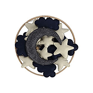 EMMNNIC Baby Mobile for Crib - Modern Boho Baby Mobile - Felt Nursery Mobile for Boy - White Stars - Navy Blue Clouds and Moon.