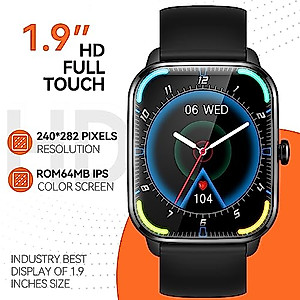 Smart Watch for Men Women Make/Answer Call 1.9" HD Ultra Narrow Edge Screen Smartwatch Compatible with iPhone Samsung Android Phones Waterproof Fitness Tracker with Heart Rate Sleep Monitor Pedometer