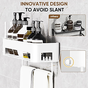 necvha Shower Caddy，4 Pack 15.6in Adhesive Shower Organizer Large Capacity Bathroom Organizers And Storage&Home Decor&Kitchen,No Drilling,Shower Shelves for Inside Shower-Larger(White)