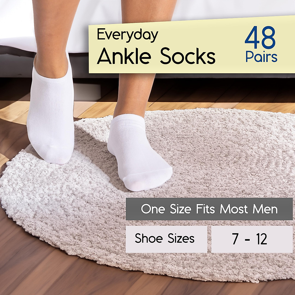 Winterlace 48 Pairs Thin Low Cut Ankle Socks for Men Comfortable Lightweight Breathable Bulk Pack