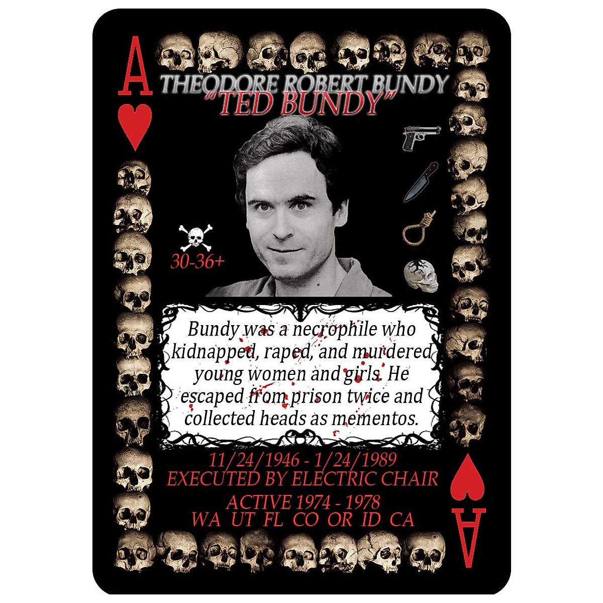 Serial Killer Cards 54 Unique American Serial Killer Playing Cards
