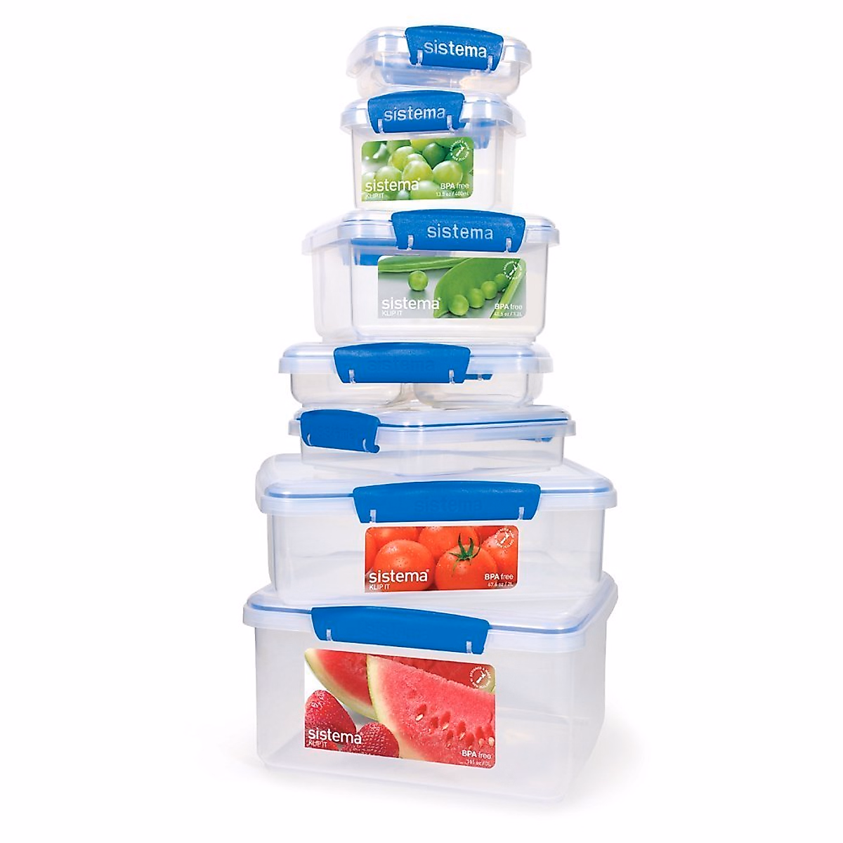 Sistema KLIP IT Food Storage Container Clear with Blue Clips 2 Litre