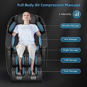 COMFIER Full Body Massage Chair,Massage Recliner Chair, Zero Gravity,Shiatsu Deep Kneading, 6 Auto Program,Air Compression,Heat,Bluetooth Speaker,Rolling,Chair Massager, Black