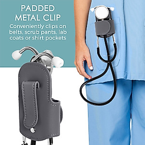 Magnetic Stethoscope Holder Clip - Magnetic Snap & Inner Pocket - Genuine Leather Stethoscope Waist Holder – Littman Stethoscope, Littman Cardiology – Gift for Nurses, Doctors & More