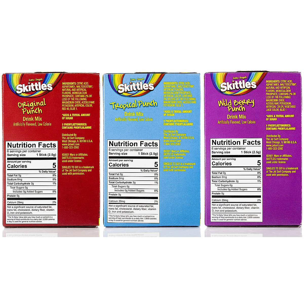 Skittles Singles To Go - Variety Pack of 6 - Candy Flavoring Water Enhancer – 3 Flavors of Skittles Drink Mix - Bundle with Ballard Products Recipe card