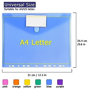 Tamaki 6 Pack Binder Pocket Folders, Binder Folders with Pockets for School Supplies, Letter Size, 11 Holes, Colorful