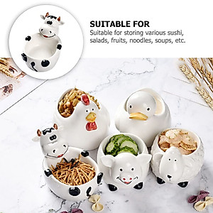 YARNOW Ceramic Animal Shape Bowl, 1 Pcs Cute Ceramic Bowl with Chicken Shaped, Reusable Creative Salad Bowl for Home Kitchen Restaurant (5. 5 x 3. 7 Inch Calf)