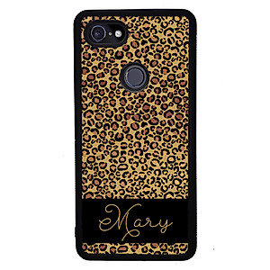 Leopard Skin Plain Personalized Black Rubber Phone Case Compatible With Google Pixel 8 Pro, 8a, 8, 7a, 7, Pixel 7 Pro, 6a, Pixel 6 Pro, 6, 5, 4a 5G, 4a 4G, 4, 4 XL, 3a, 3a XL, 3, 3 XL, 2 XL, 2