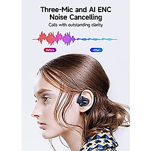 MANKIW Bluetooth Headset with Built-in Three Mic Bluetooth Earpiece V5.3 Hands-Free Wireless Earphones for Driving/Business/Office, Compatible for iOS/Android Cellphone(Black)