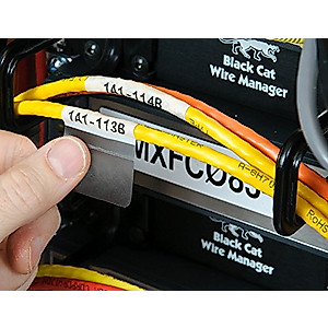 Brady Authentic (M21-1500-427) Self-Laminating Wire Wrap for Control and Electrical Panels, Datacom Cables, Black on White- For M210, M210-LAB, M211, BMP21-PLUS and BMP21-LAB Printers, 1.5" W 14' L