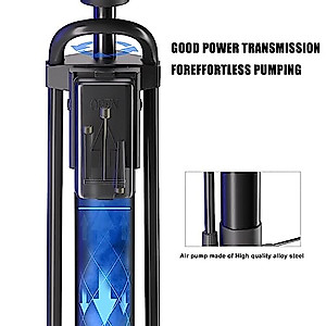 VIMILOLO Bike Floor Pump,Portable Ball Pump Inflator Bicycle Floor Pump with Both Presta and Schrader Bicycle Pump Valves Bike Pumps-160Psi Max