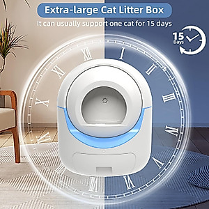Self-Cleaning Cat Litter Box, Automatic Cat Litter Box for Multiple Cats with APP Control/Odor Removal/Safety Protection, Large Capacity Litter Cat Box with Mat & Liner & Brush & Pet Ball Toy