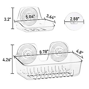 UDD Clear Shower Caddy with Soap Dish, Bathroom Shower Organizer Storage Shower Rack Wall Adhesive Shower Shelves for Dorm Bathtub, 3 Pack