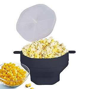 Popcorn Bowl, Large Microwave Popcorn Maker, Creative Microwave Heating Bowl, Collapsible Bowl, Silicone Seasoning Bowl, Popcorn Bowl Set for Kitchen, Family, Kids, Movie Night
