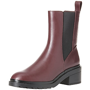 Amazon Essentials Women's Chunky Sole Chelsea Boot, Black Oxblood, 7.5 Wide