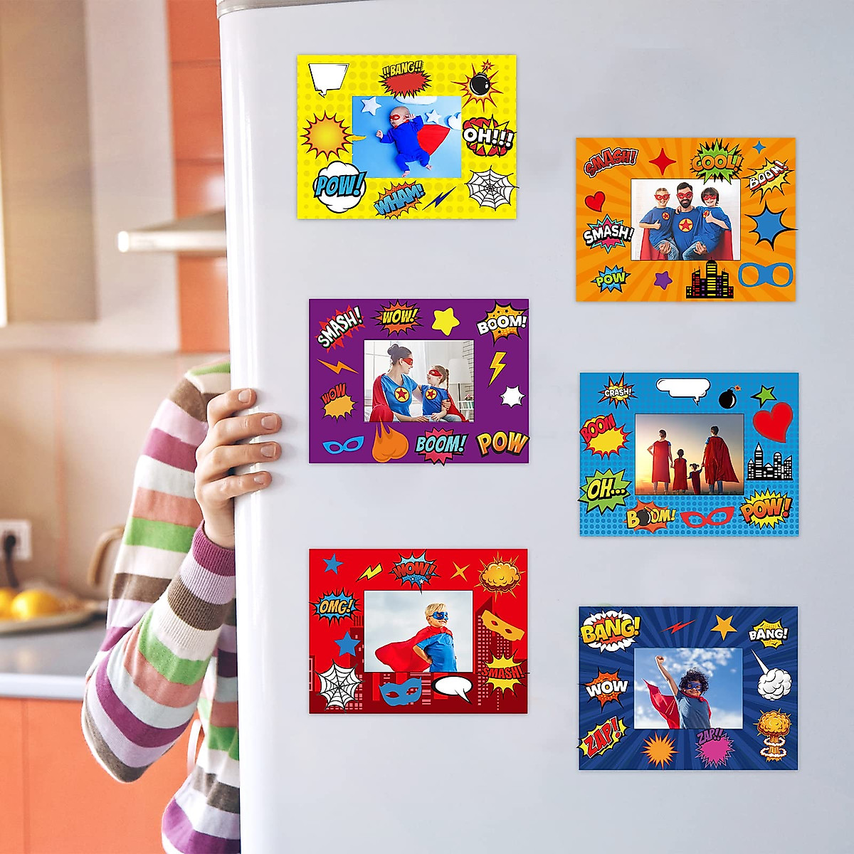 chiazllta 30 Pack Super Theme Hero DIY Picture Frame Craft Kit for Kids Fashion Hero DIY Photograph Craft Hero Children Stickers for hero Art Craft Home Classroom Game Activities