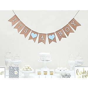 Burlap Banner for Baby Boy Shower - Baby Boy Shower Decorations,Its A Boy Burlap Banner,Best Boys Birthday Party Supplies (Its A Boy Burlap Banner)
