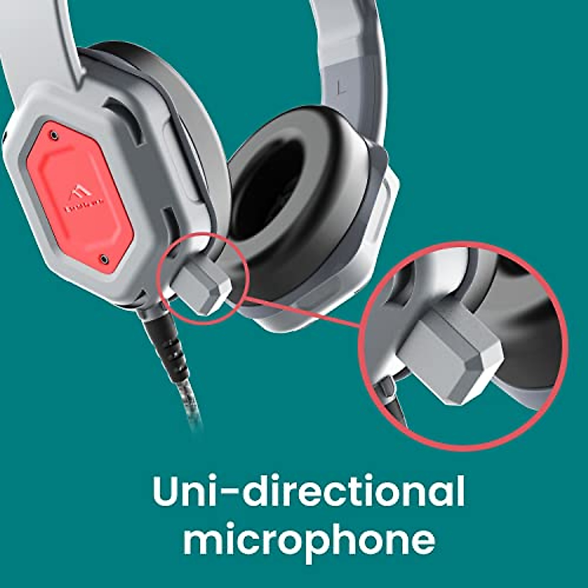 Brenthaven Edge Rugged Wired Over Ear Headphones with Mic, 3.5mm Jack, Long Tangle Free Cord - Comfortable, Durable, Lightweight and Drop Tested for Kids, K-12 Students, Classroom, School Use - Gray