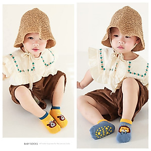 BEHELE Baby Non-skid Grip Socks Toddler Socks Anti Skid Slipper Ankle Socks for Girls Boys Infant Newborn 6 Pairs (as1, age, 1_year, 3_years)