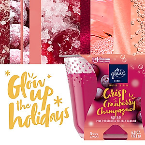 Glade Candle Crisp Cranberry Champagne, Fragrance Candle Infused with Essential Oils, Air Freshener Candle, 3-Wick Candle, 6.8 Oz