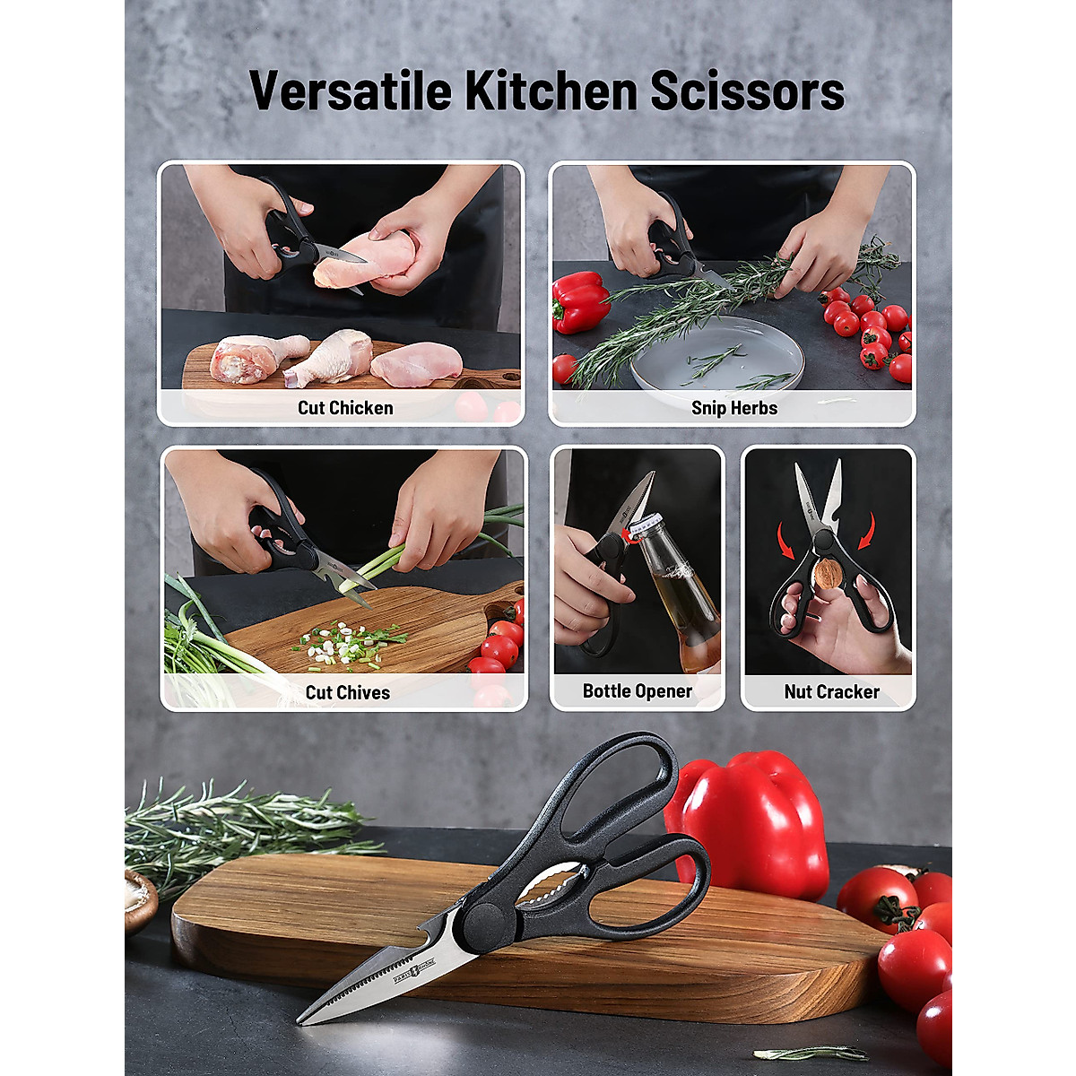 Kitchen Knife Set, PARIS RHÔNE 16-Piece High-Carbon Stainless Steel Knife Set with Block, Chef Knife, Bread Knife, Paring Knife, Built-in Sharpener, Ergonomic ABS Full Tang Handle, All-in-One