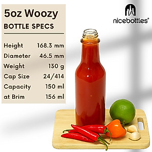 nicebottles Clear Glass Woozy Bottles with Shrink Capsules, 5 Oz, Case of 12