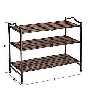 SONGMICS Entryway Shoe Storage Organizer with Metal Frame, 3-tier, Bronze