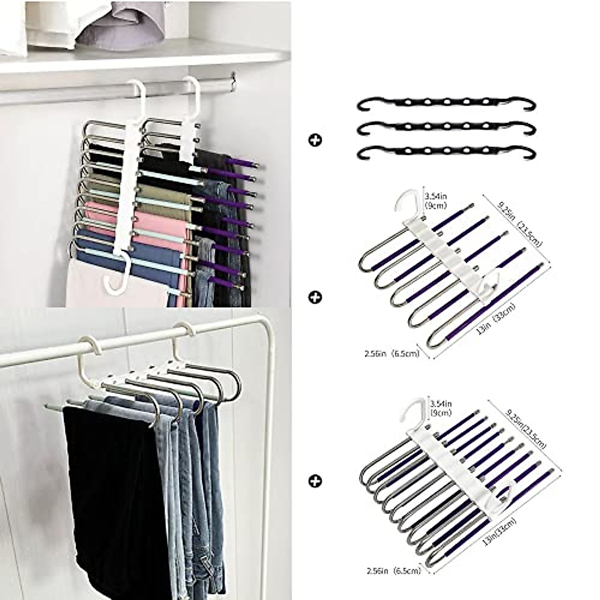 5 Pack - Pants Hangers Space Saving Closet Organizer Pant Hangers Home Organization Hanger Space Saving Hangers Closet Organizers Pants Hanger Pant Hanger Clothes Hangers