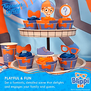 Treasures Gifted Officially Licensed Blippi Cupcake Toppers & Wrappers 24ct - Blippi Cupcake Topper - Blippi Cake Decorations - Blippi Birthday Party Supplies - Blippi Cake Toppers
