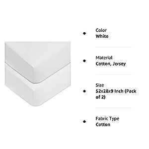 American Baby Company 2 Pack 100% Cotton Value Jersey Knit Fitted Crib Sheet for Standard Crib and Toddler Mattresses, White, for Boys and Girls