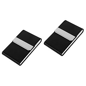STOBOK 2pcs Business Card Holder Pu Name Card Holder Business Card Organizer Id Card Case Name Card Holders Women's Leather Wallet Cards Bags for Travel Metal Outdoor Man Decorations