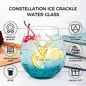 XIAHAN Taurus Stemless Wine Glass, Zodiac Gift Water Cup, Glass Cup, Coffee Cup, Gift for Men and Women