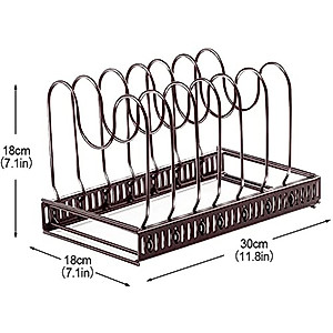 DOUBA 7 Tires Pan and Pot Lid Organizer Expandable Pan and Pot Organizer Rack Kitchen Cabinet Countertop Bakeware Lid Holder