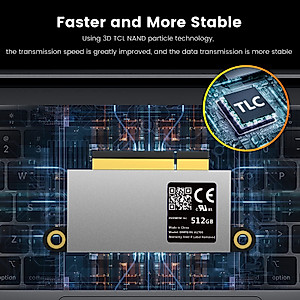 INDMEM NVMe PCle SSD 512GB 3D TLC Flash Hard Drive with Tools for Upgrade 2016 2017 13" MacBook PRO A1708（EMC 2978/3164 Non-Touch Bar Models(Late 2016-Mid 2017 Year)