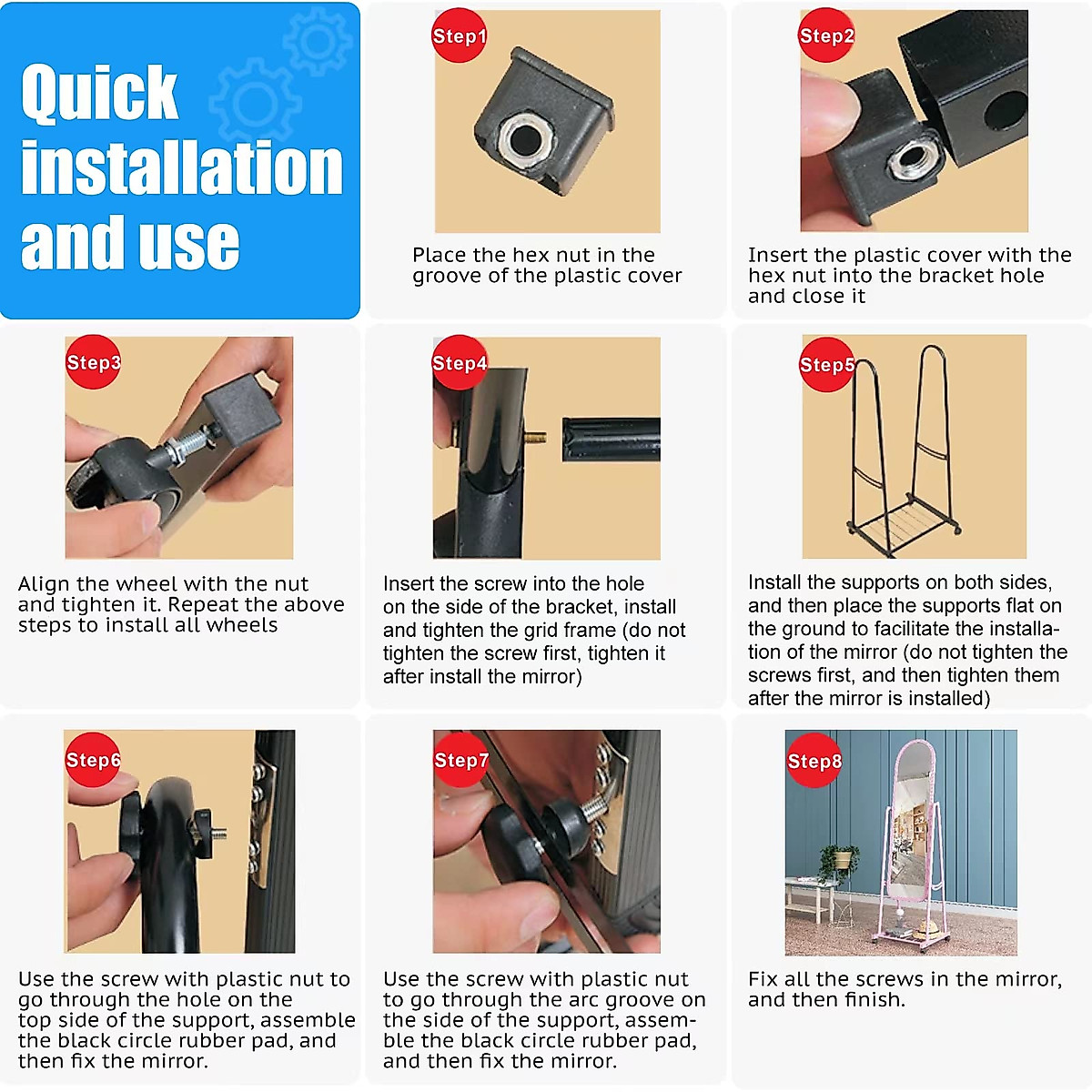 Jexdar Full-Length Mirror with Bracket, 66"x17"Adjustable Stand Up Mirror on Wheels with Underneath Storage, Floor-Standing Make Up Vanity Mirror Dressing Mirror for Bedroom Bathroom Porch