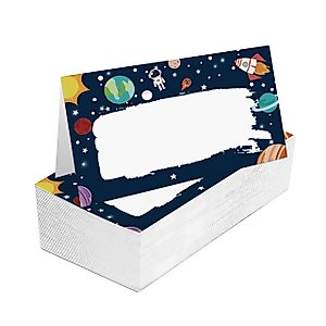 Place Cards for Wedding, Birthday Or Party, Outer Space, Uninerse Filled-In Name Place Cards, Foldover Seating Table Cards, 25 Pack, Folds into 3.5 * 2 Inches (zuoweika-A033)