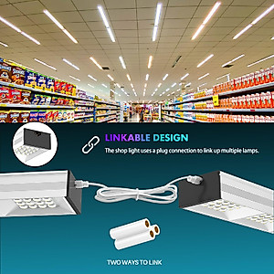 TychoLite 4FT LED Shop Light, 50W, 6000LM, 5000K Daylight, Linkable 4 Foot LED Light Fixture for Garage, 48 Inch Linear LED Light for Workshop, Utility Shop Lights, Suspended & Flush Mount, 4 Pack