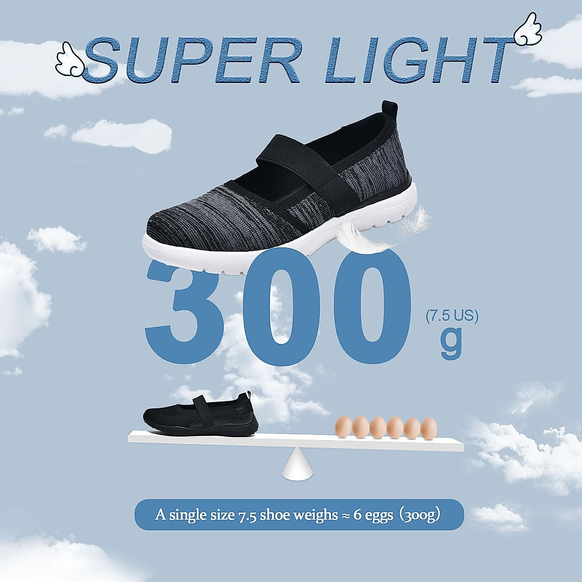 HONHOLD Women's Walking Shoes Mary Jane Nurse Sneakers Comfortable Slip On Nursing Shoes Non Slip Work Shoes Striped Black 7.5