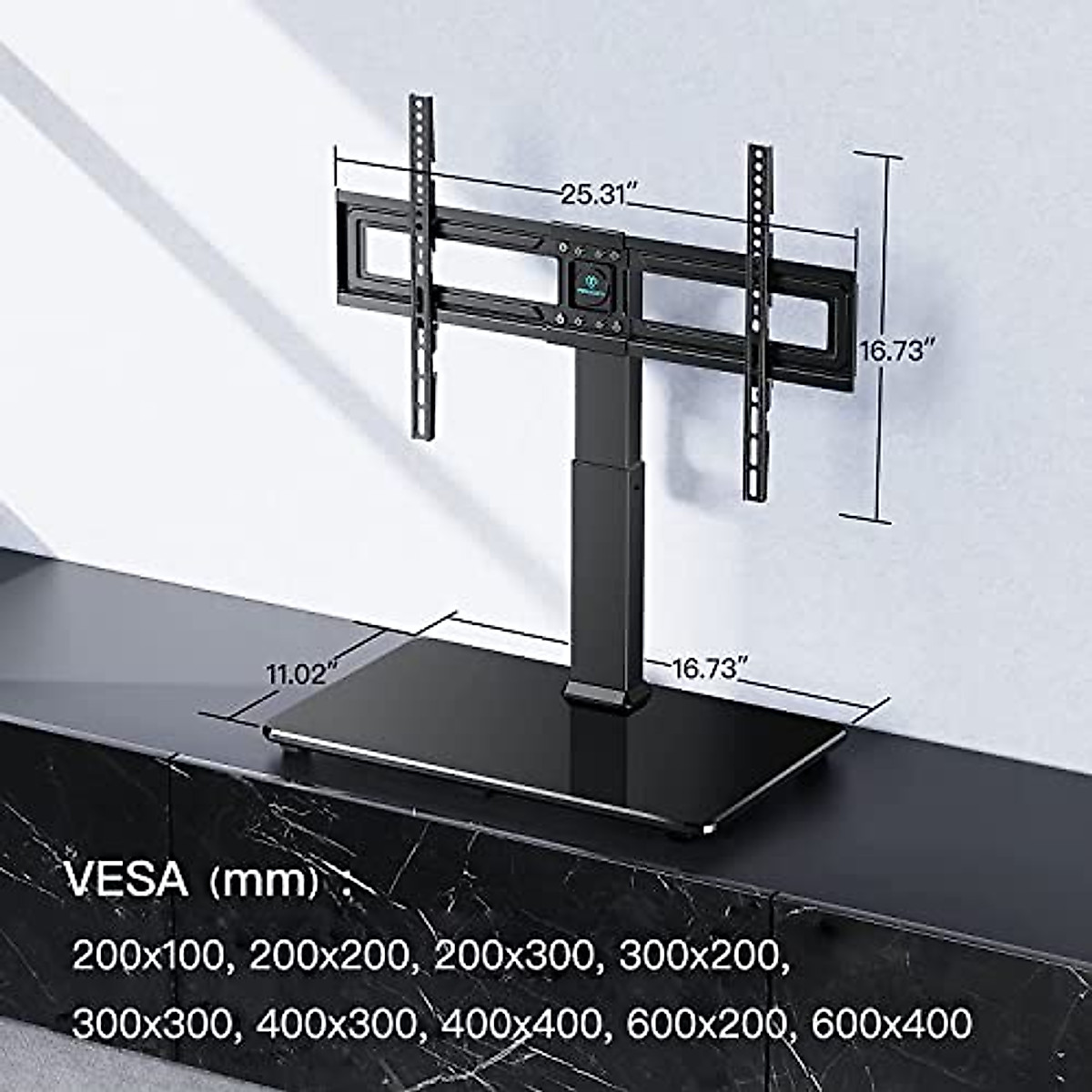 PERLESMITH Swivel TV Stand Universal Table Top TV Base for 37 to 65,70 inch LCD LED OLED 4K Flat Screen TVs - Height Adjustable TV Mount Stand with Safe TV Anti-tip Cable, VESA 600x400mm PSTVS03
